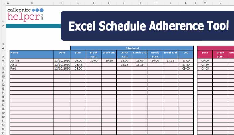 Excel Schedule Adherence Tool Excel Schedule Adherence Tool